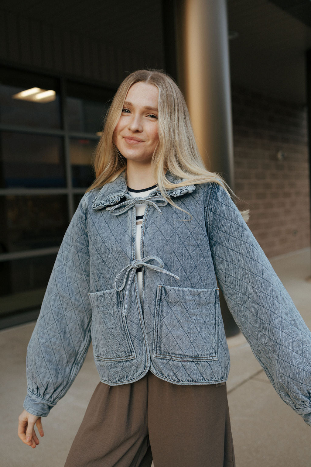 Quilted Tie Denim Jacket *final sale – The Red Thread Boutique